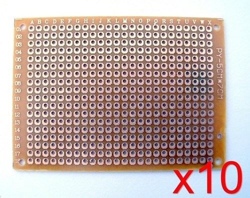 Lot 10 plaques PCB prototype simple face 5x7cm - 10pcs single side ...