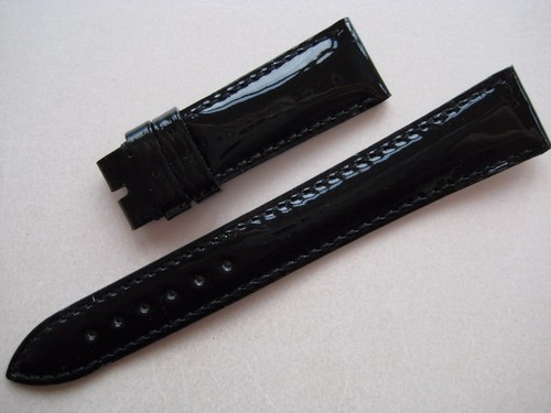 GENUINE TUDOR WATCH BAND STRAP BEAUTIFUL BLACK PATENT LEATHER 17 x 14 ...