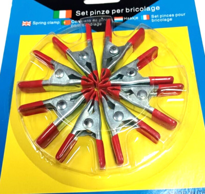 SPRING CLAMPS 8 PC. 2" INCH METAL SPRING CLAMP LOT OF 8 RED TIPS SMALL ...