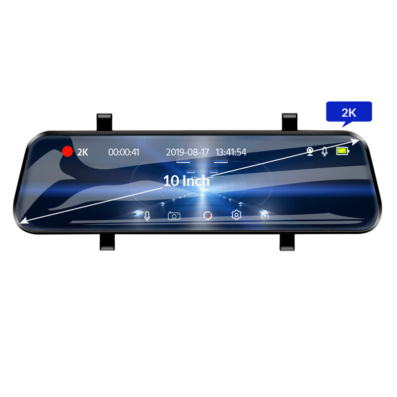 10 inch GPS Dual Lens Auto Dash Cam Rear View Mirror Backup Camera DVR ...