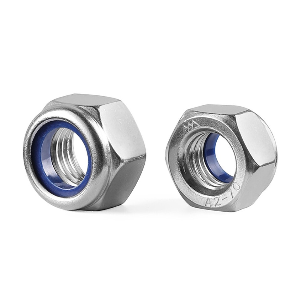 Fine Pitch Nyloc Nuts A2 Stainless Steel Fine Thread Nylon Lock Nuts M8 ...