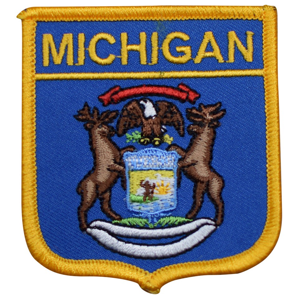 Michigan Patch – Embroidered Flag Shield Badge 2.75" (Iron On) | eBay