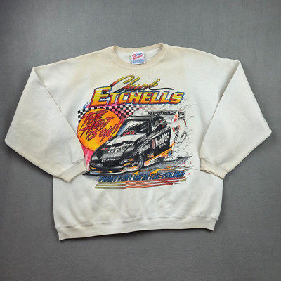 VTG 90s Chuck Etchells Drag Racing Graphic Crewneck Mens 2XL USA Nascar ...