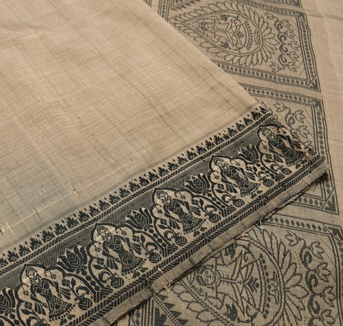 Sushila Vintage Brown Baluchari Saree Pure Cotton Hand Woven HEAVY Sari ...