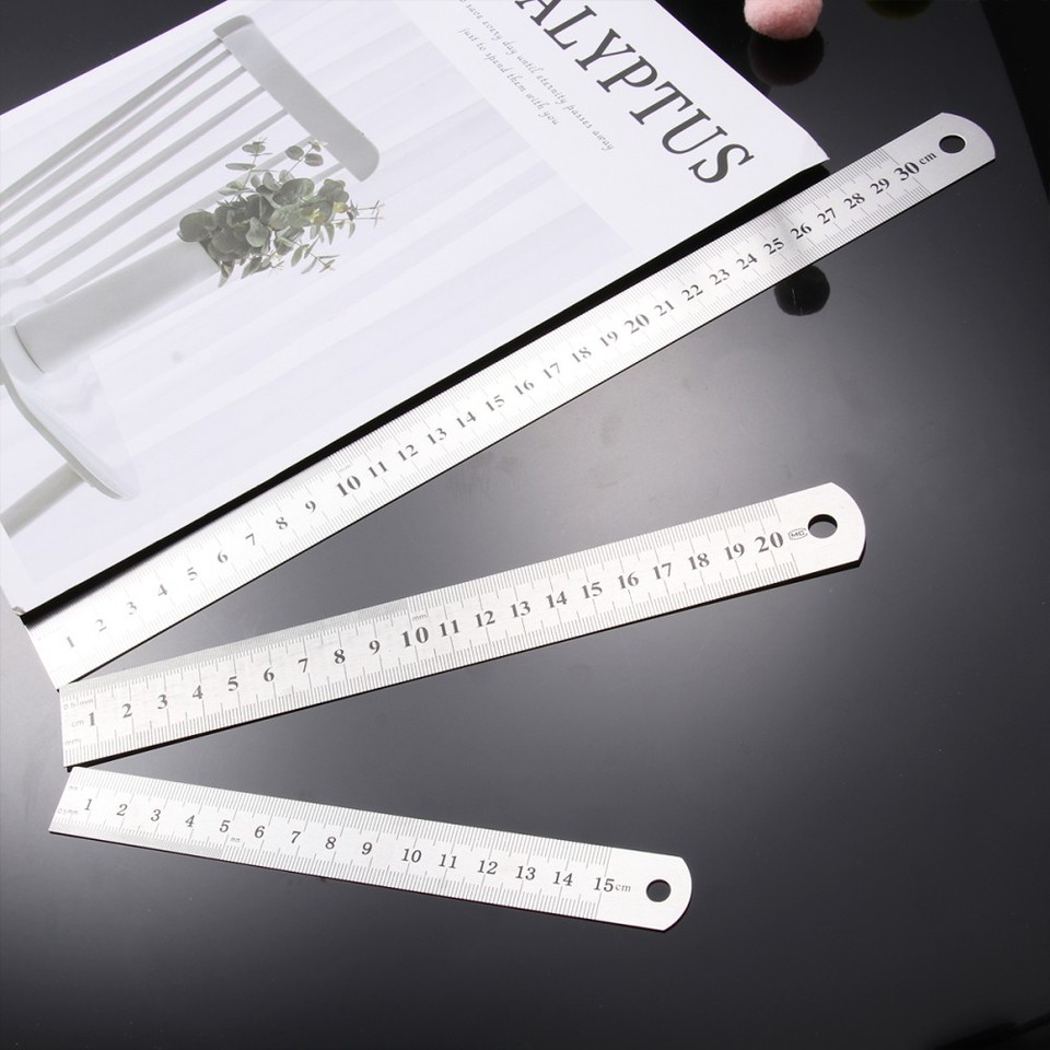 6 PCS Graduated Steel Ruler Office Straight Rulers Double Scale Measure ...