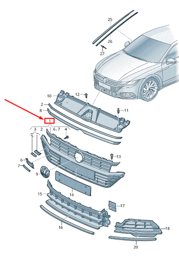 NEW VW ARTEON 3H RADIATOR GRILLE 3G8853651AP BUS 3G8853651APBUS | eBay