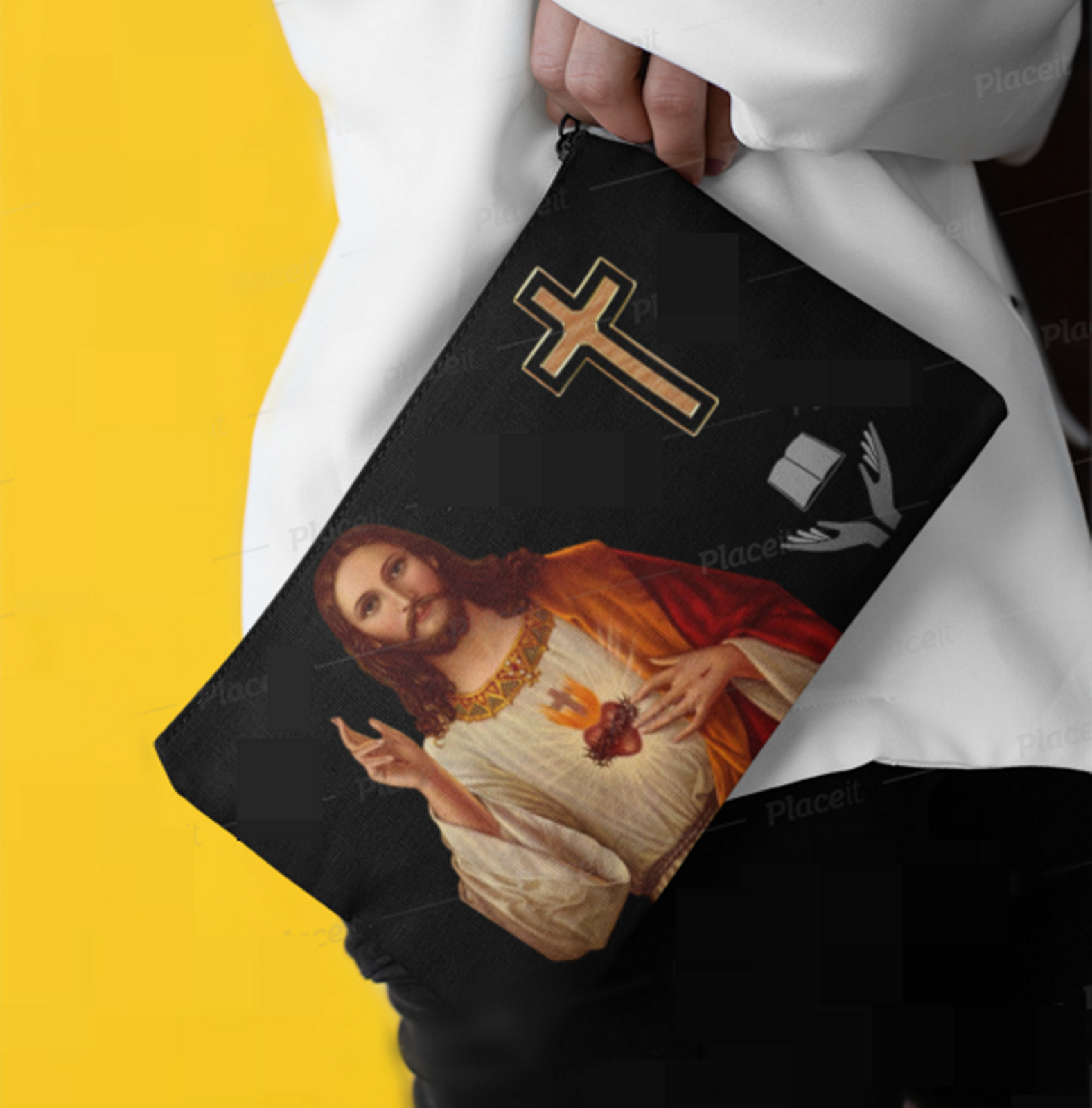 Heart of Jesus Rosary Pouch Religious Catholic Church Gift Bag Purse ...