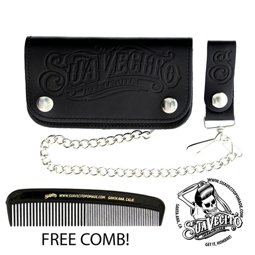 Suavecito OG Script Chained Biker Black Wallet - Leather - Handmade | eBay