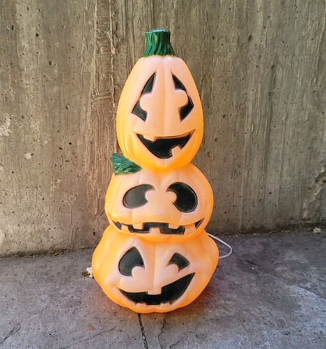 Vintage General Foam Pumpkin Blow Mold Light Jack O Lantern 3 Tier ...