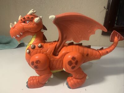 Fisher Price Imaginext Dragon Orange Mattel Walking Roaring Flapping ...