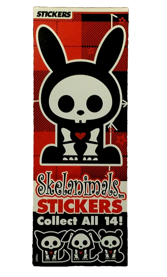 Skelanimals Full Set of 14 Vtg Vending Machine Stickers Cute Skeleton ...
