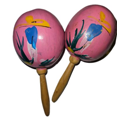 Handmade Maracas Vintage Mexician Percussion Wood Handle Gourds Shakers ...