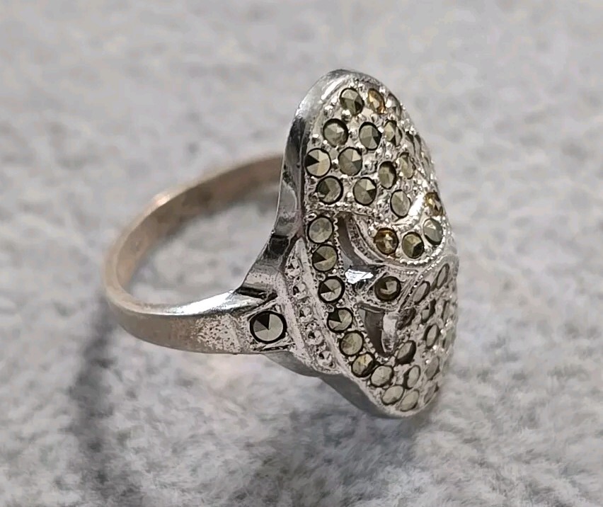 Judith Jack Marcasite Sterling 925 Ring Art Deco Style Stunning Vintage ...