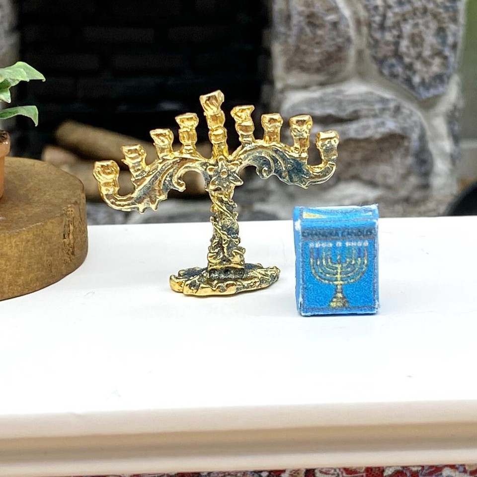 Dollhouse Miniature 1:12 Menorah with Candles in a Box Set | eBay