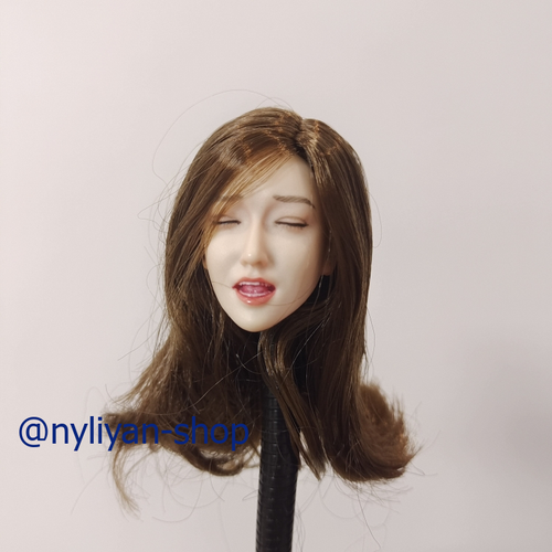 1/6 Female Brown Hair Close Eyes Groan Beauty Head Sculpt For 12 ...