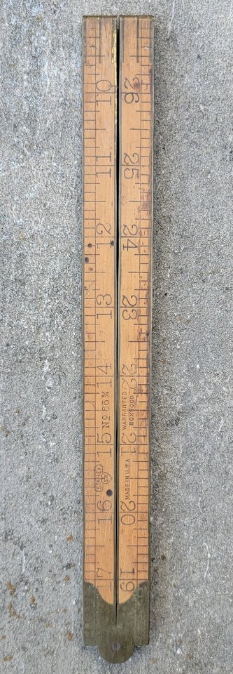 Rare Antique Vintage Stanley Sweetheart Boxwood Brass 36" Ruler #66 3/4 ...