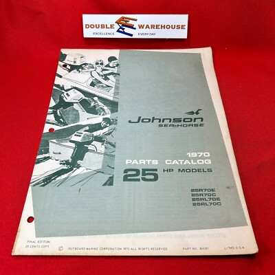 1970 Johnson 25 HP Sea Horse Standard Parts Catalog 384397 OMC | eBay