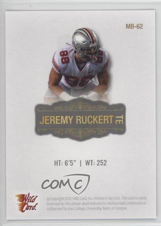 2022 Wild Card MATTE White Jeremy Ruckert #MB-62 Rookie RC 1a7j | eBay
