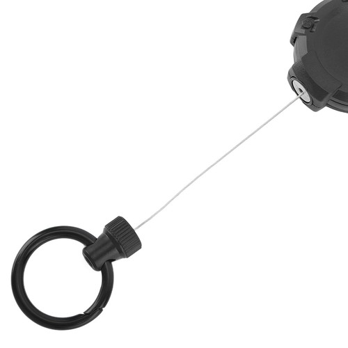(Black) Magnetic Retractable Keychain Stainless Steel Wire Easy Pull HR ...
