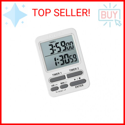 Taylor Dual Event Digital Timer w/Clock, White | eBay