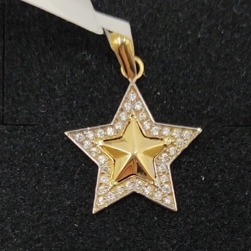 Pendente Oro 18k 750 Mls. a Stella Con Zirconi E Oro Bianco. 17,8 MM | eBay
