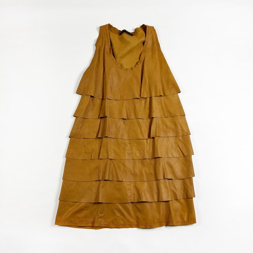 Zara Woman Faux Vegan Suede Leather Sleeveless Tiered Ruffle Mini Dress ...