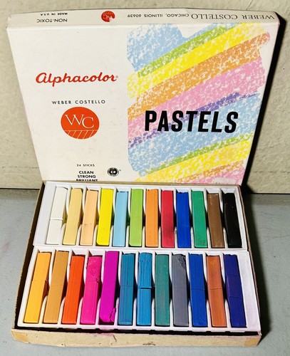 Vintage Pastels Weber COSTELLO ALPHACOLOR Box of 24 Sticks Complete USA ...