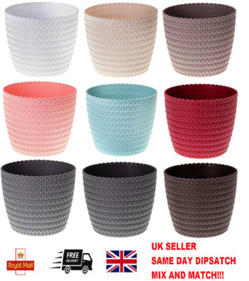 Round plant pot cover flowerpot indoor outdoor large without drainage ...