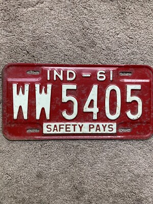 1961 Indiana License Plate - WW 5405 - Nice! | eBay