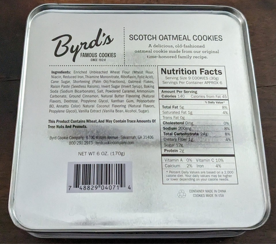 Byrd Cookie Company "Byrd's Famous Cookies Since 1924" Tin, 6x6 in. | eBay