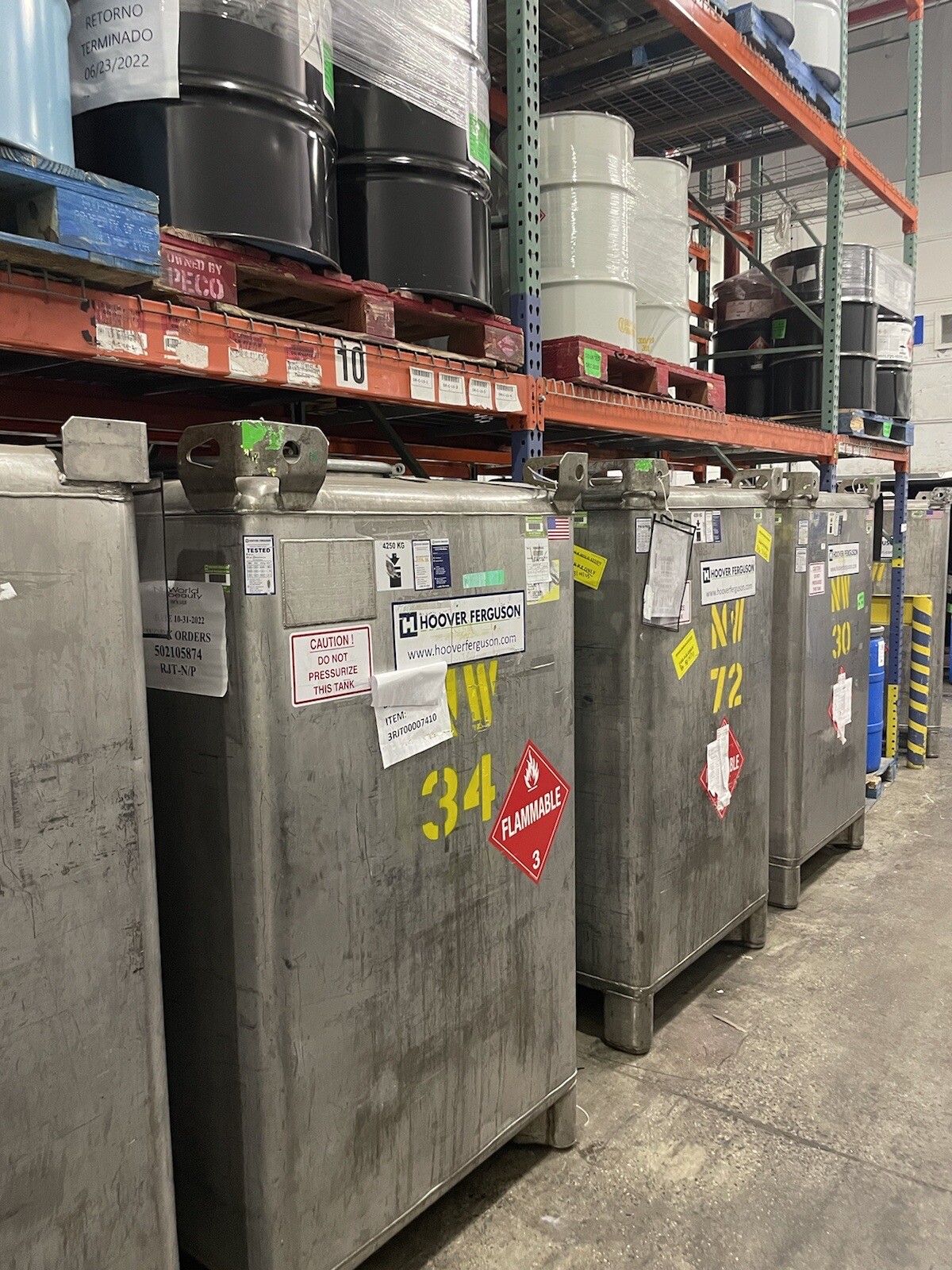 550 HOOVER GALLON TOTE TANK IBC STAINLESS STEEL TOP MANWAY BOTTOM ...