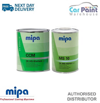 MIPA CCM HS 2K Matt Lacquer Clear Coat 1L & MIPA MS10 2k Hardener 1L ...