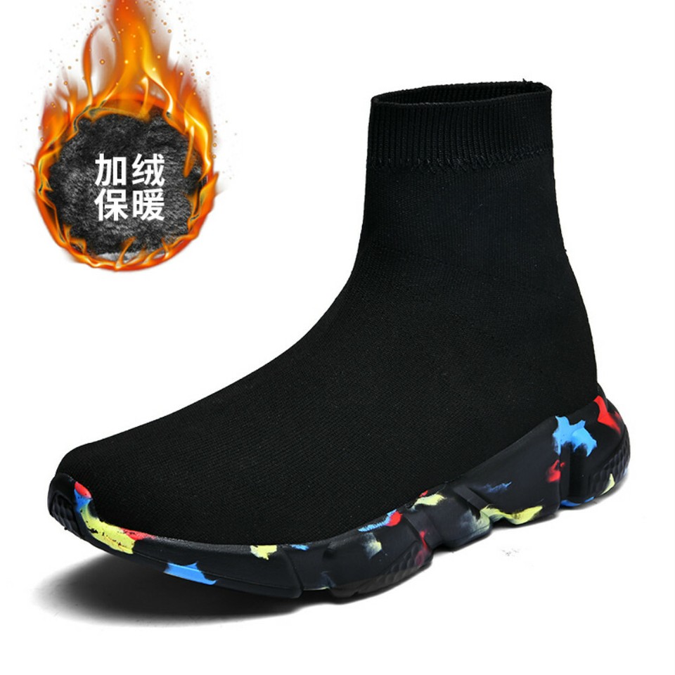 Mens High Top Socks Sneakers Running Athletic Gym Shoes Walking Driving ...