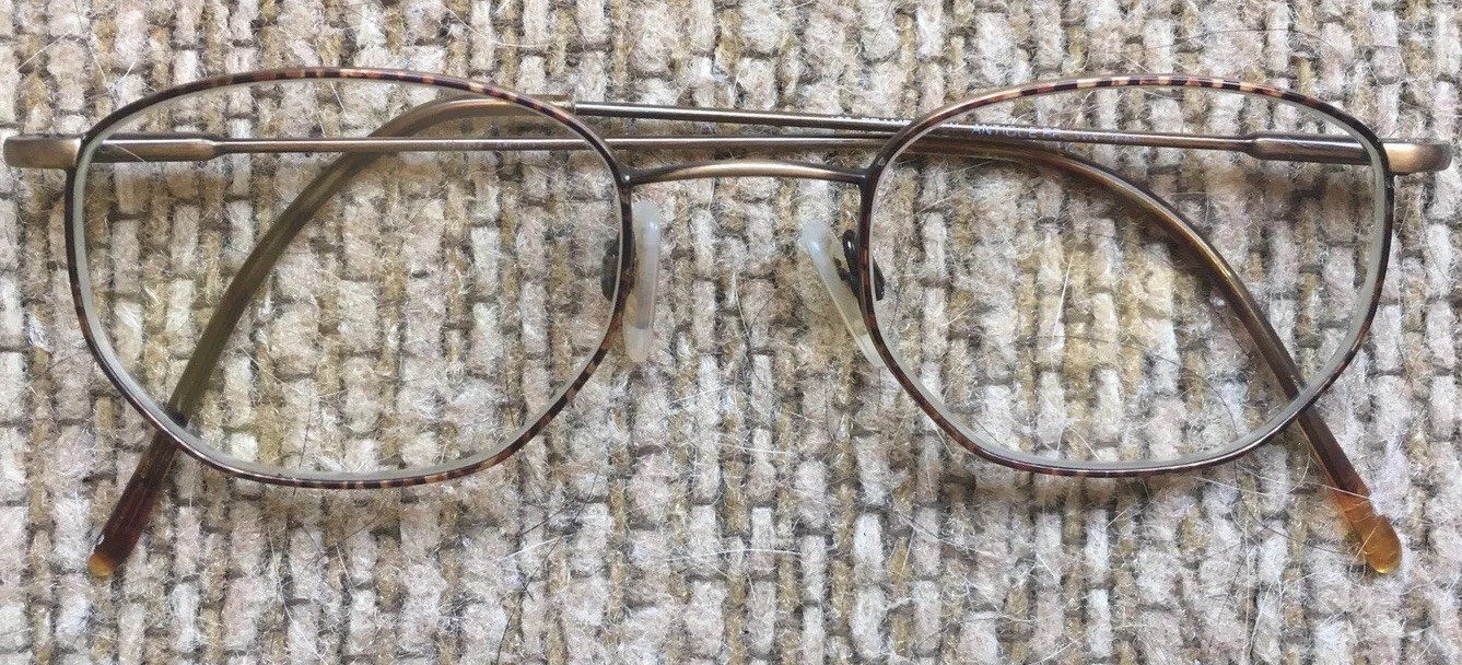 Vintage Antique Brown Demi Frame Metal Eyeglasses 50 … - Gem