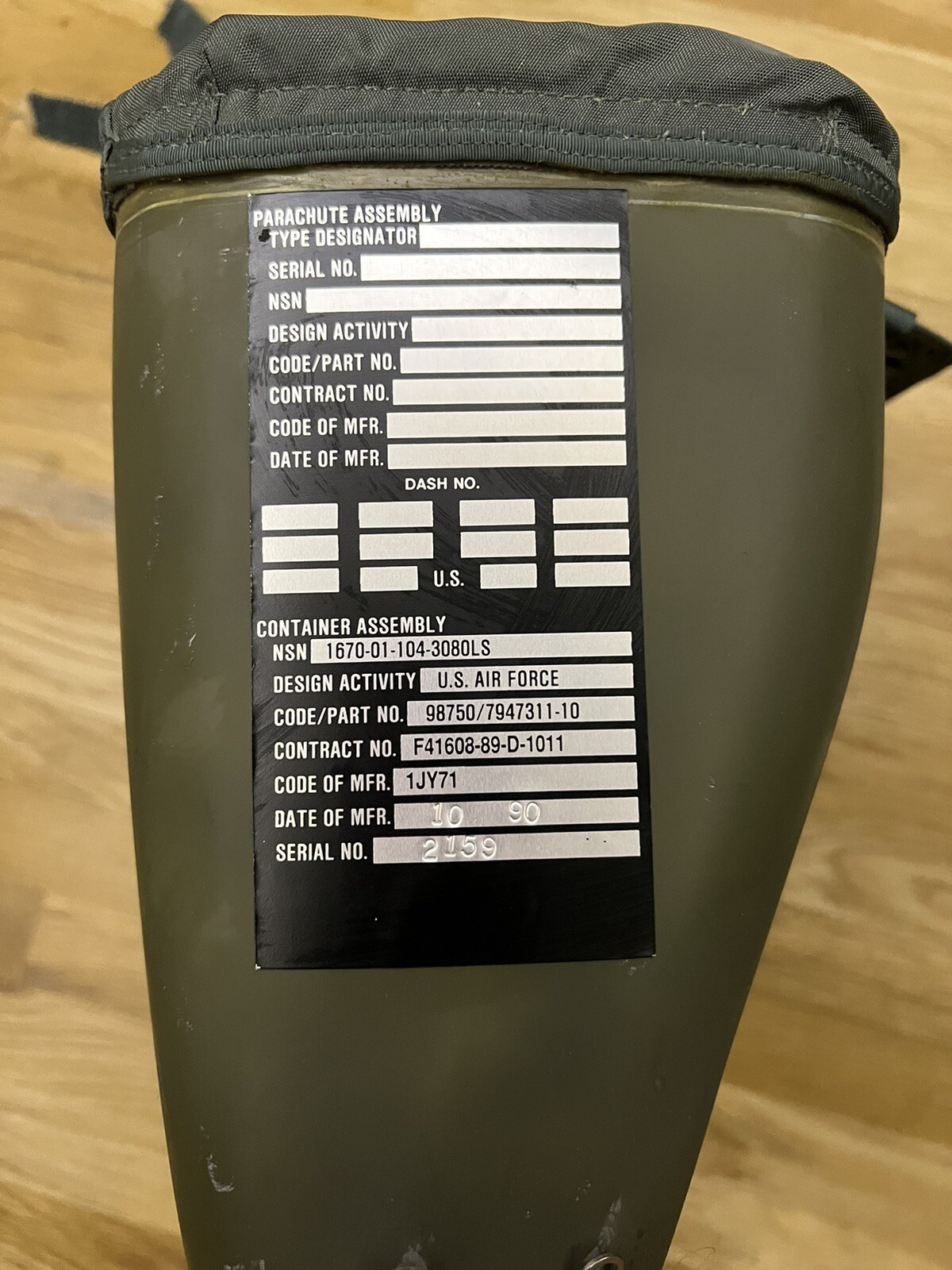 Ejection Seat Parachute Container NOS F-4 Phantom Martin Baker Mark 7 ...