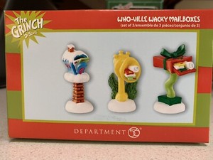 Department 56 THE GRINCH Set Of 3 WHOVILLE WACKY MAILBOXES New In Box ...