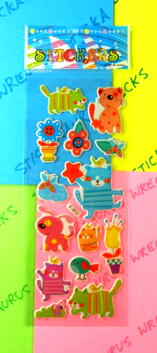 Cartoon Animals & Plants Puffy Stickers 1 Sheet Pack | eBay
