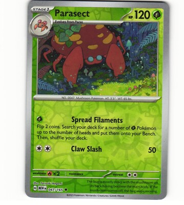 2023 Light Play Pokemon Parasect 047/165 Reverse Scarlet Violet 151 ...