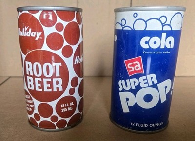 Vintage SA Super Pop Cola & Holiday Root Beer Soda Pop Cans - Minnesota ...