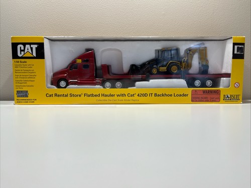 NORSCOT CAT RENTAL STORE FLATBED HAULER WITH 420D IT BACKHOE LOADER ...