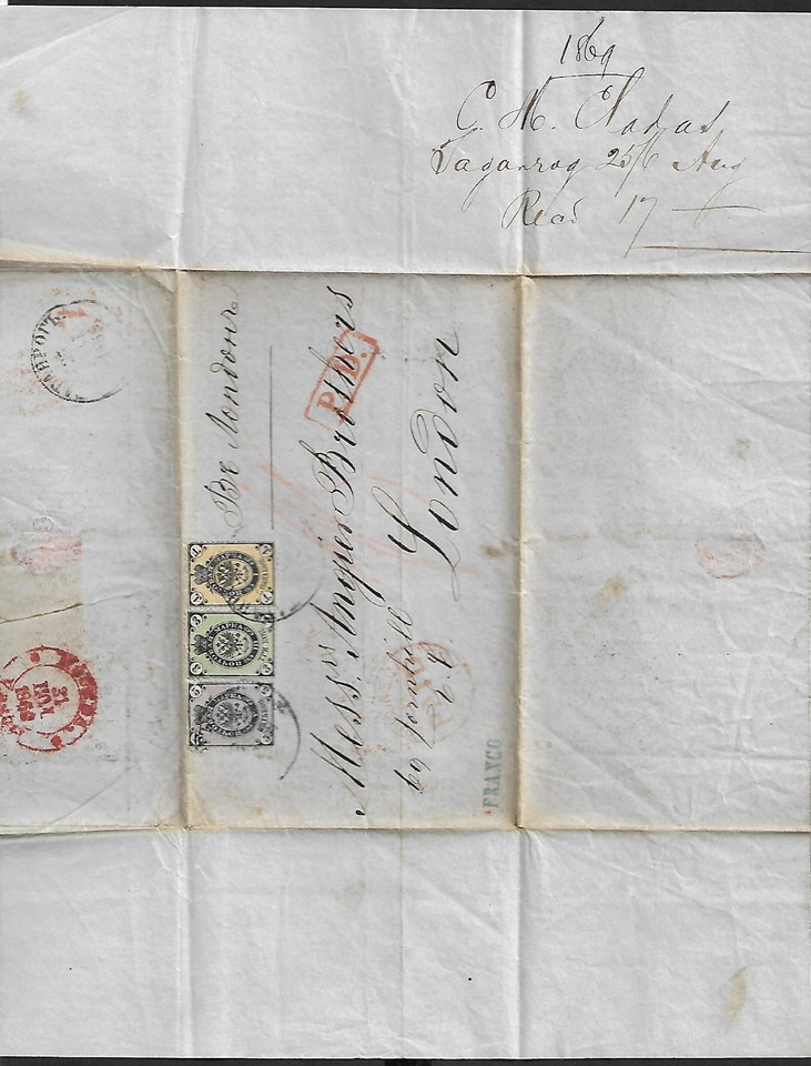 UKRAINE TAGANROG RUSSIA TO UK 9k RATE ON COVER 1869 | eBay