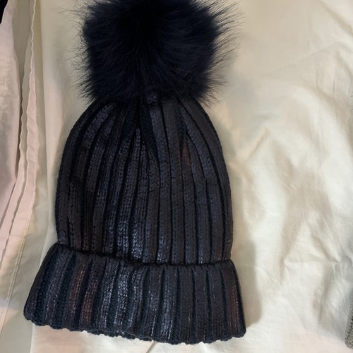 Britts Knits Beanie Toque Adult One Size Navy Blue Pom 100% Acrylic ...