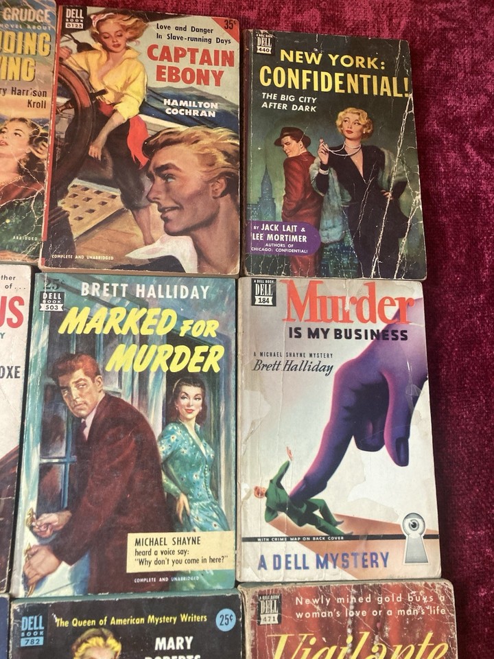 Dell Map-Back Pocket Book Lot Of 12 Vtg 1940s-50s Pulp Fiction Mystery ...