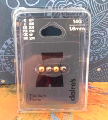 CLAIRE'S BELLY PIERCING TITANE 14G 1.6MM SEALED | eBay UK