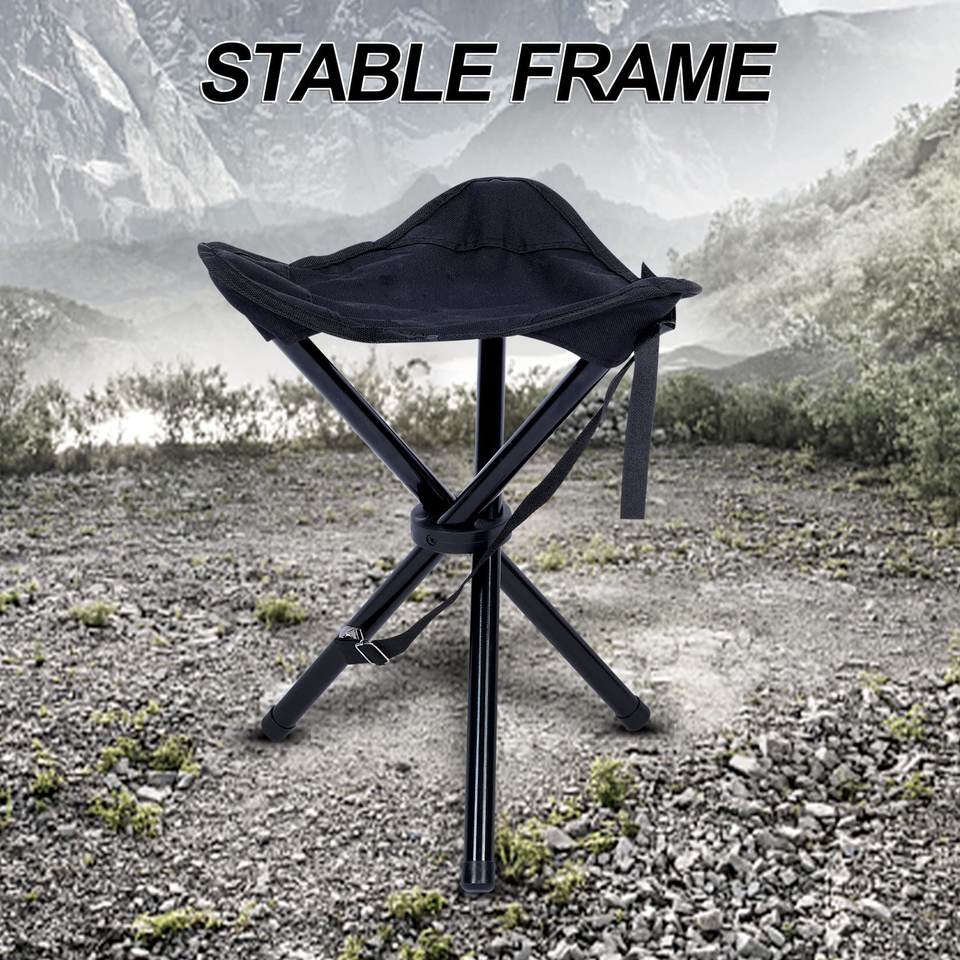 YSSOA Folding Camping Stool Portable Camp Stool Tripod Tri-Leg Slacker ...