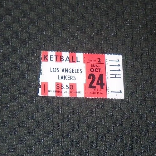 1976 LOS ANGELES LAKERS TICKET VS CLEVELAND CAVALIERS NBA BASKETBALL ...
