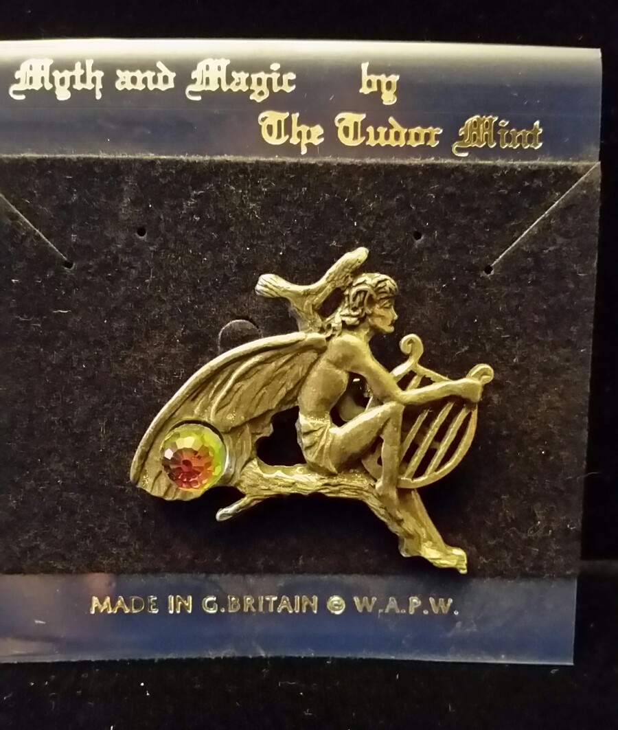 Tudor Mint Elf with lyre pin with crystal | eBay