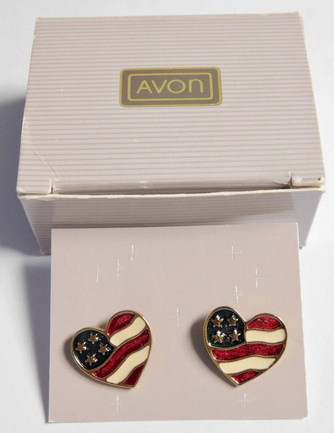 VTG AVON HEART OF AMERICA PIERCED EARRINGS, 1990 RED WHITE BLUE NIB | eBay