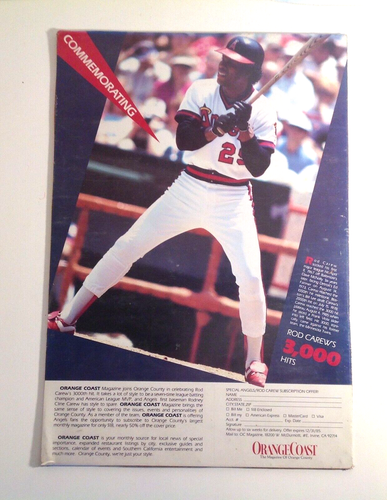 Rod Carew California Angels 1985 Poster Orange Coast Magazine Promo ...