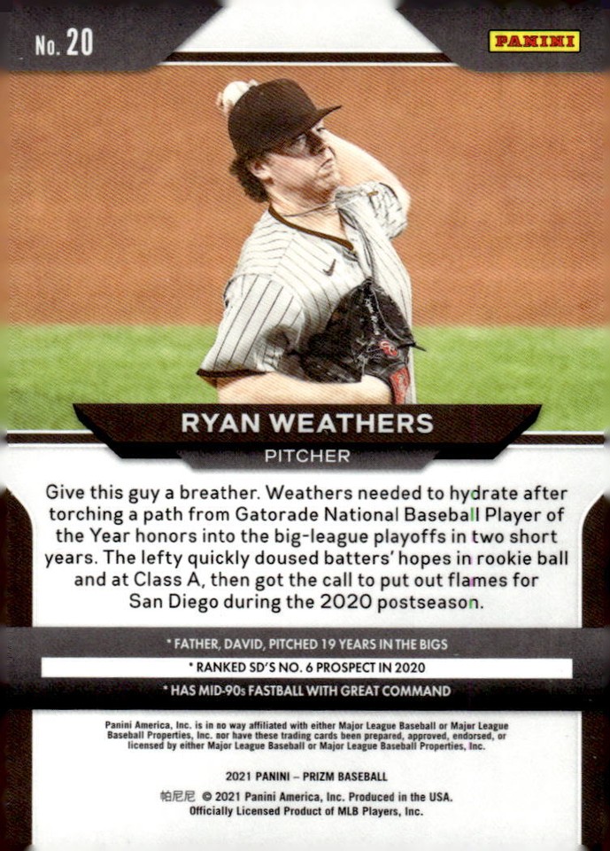 2021 Panini Prizm #20 Ryan Weathers | eBay